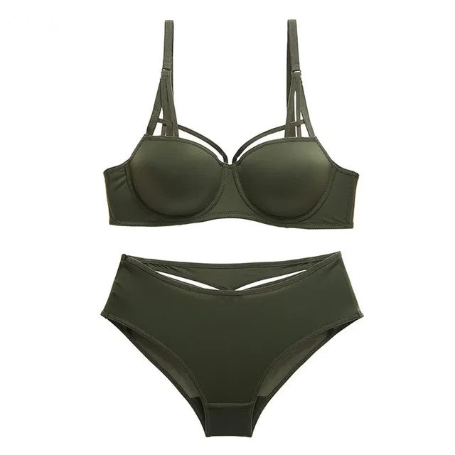 Luxury Glossy Solid Bra Set – Seamless & Sexy | SAFAA